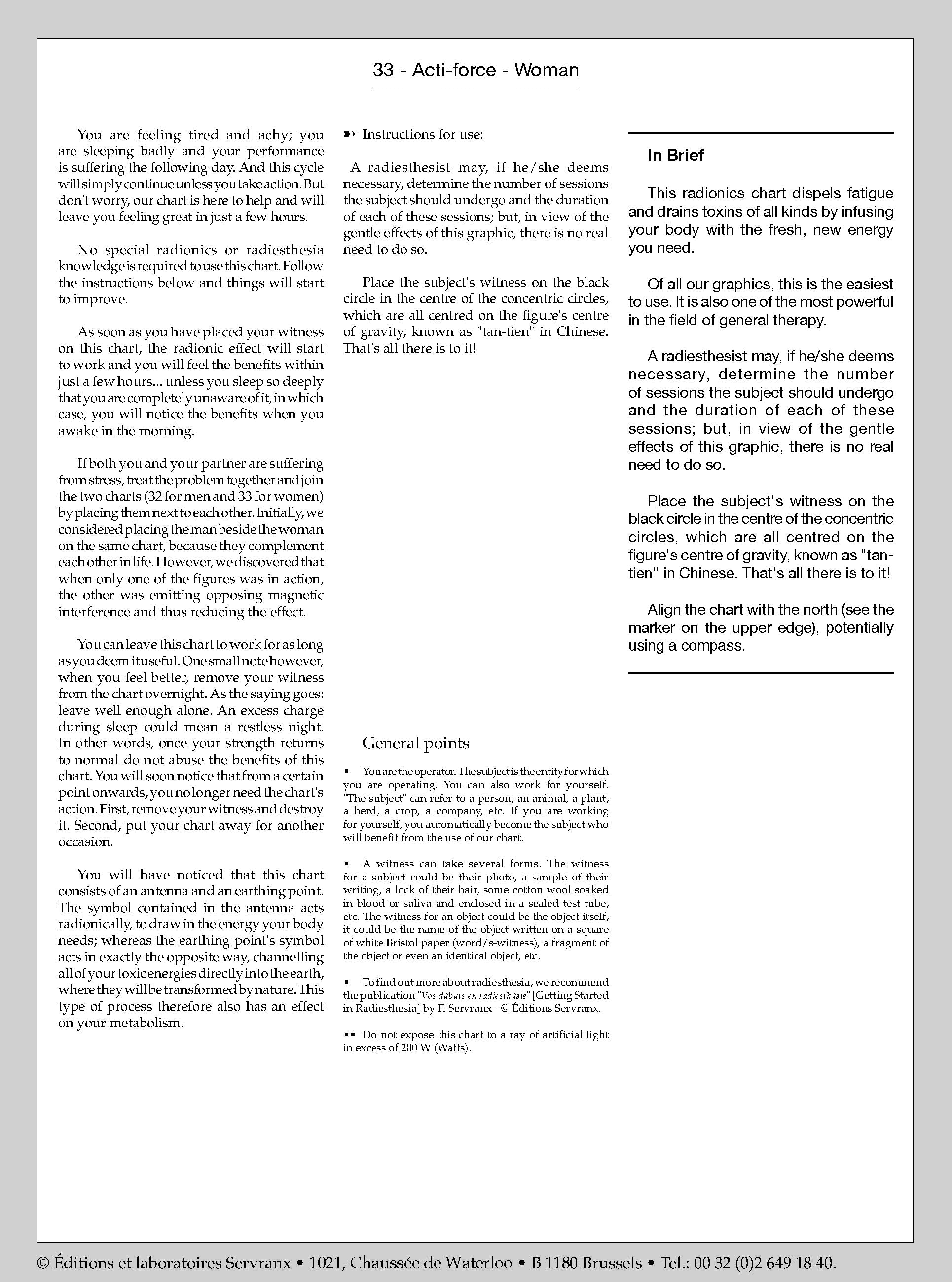 N° 33 - Acti-force - Femme: NOTICE ANGLAISE ONLY – Editions Servranx